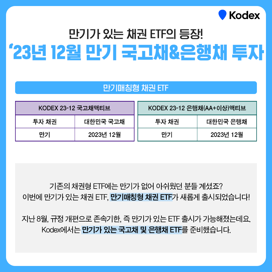 [신규상장 Kodex ETF 소개] Kodex 만기매칭형 채권 ETF | 시장전망 | Kodex